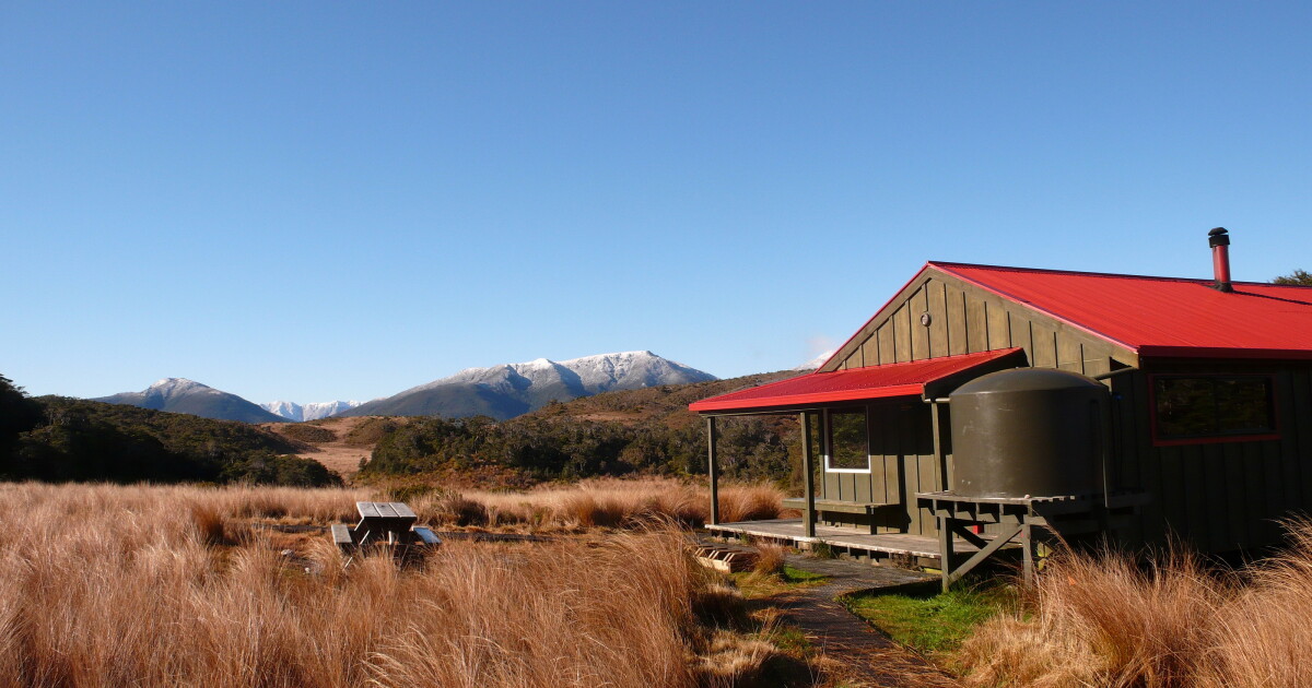 Saxton Hut on the Gouland Downs, a beautiful and extensive alpine basin ...