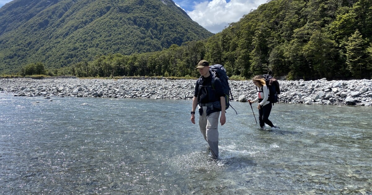 Crossing the Mingha River with Mt Williams in the background. | Hiking ...